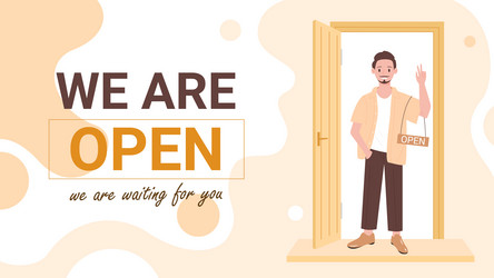 Hallway with open door interior background Vector Image