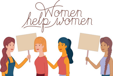 Women with label help character Royalty Free Vector Image