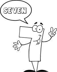 Funny cartoon friendly number 7 seven guy Vector Image