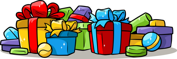 Cartoon colored presents and different gift boxes Vector Image
