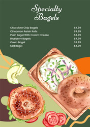 Menu template with bagel day conceptwatercolor Vector Image
