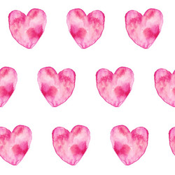 Pink Watercolor Hearts Seamless Pattern Royalty Free Vector