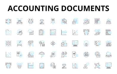 Accounting documents linear icons set ledger Vector Image