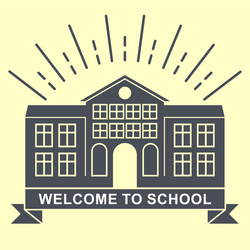 School building retro logo badge Royalty Free Vector Image
