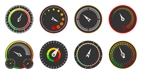 Speedometer dashboard interface indicator flat set