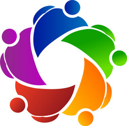 Teamwork group of working friends logo Royalty Free Vector