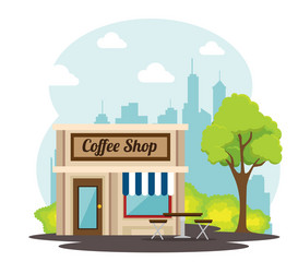 Coffee shop with green roof Royalty Free Vector Image