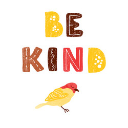 Be kind lettering and colourful hearts Royalty Free Vector