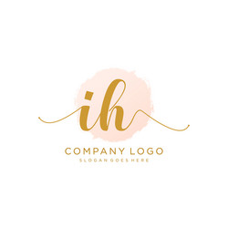 Initial ih handwriting logo with watercolor Vector Image