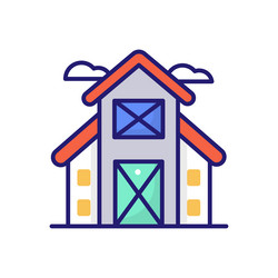 Farmhouse outline icon style Royalty Free Vector Image