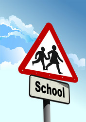 School sign traffic road symbol 3d Royalty Free Vector Image