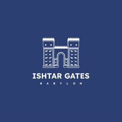 Ishtar gates babylon silhouette line art logo Vector Image