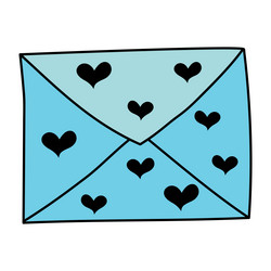 Doodle envelope with heart postal element Vector Image