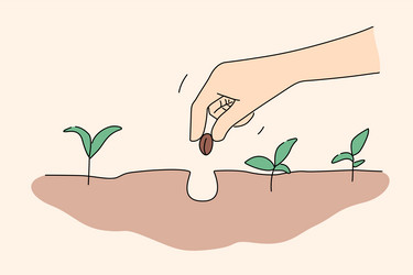 Design of hand watering seeds human holding Vector Image