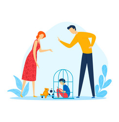 Defiant child ignoring parent scolding cartoon Vector Image