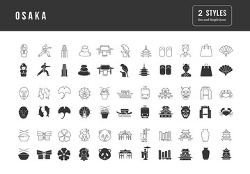 Set of simple icons osaka Royalty Free Vector Image