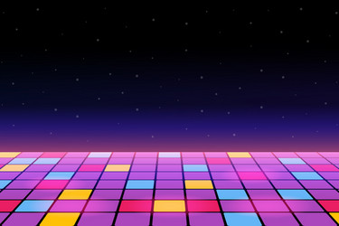 Disco dance floor retro party scene with led Vector Image