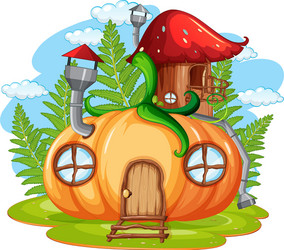 Isolated fantasy pumpkin house Royalty Free Vector Image