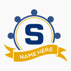 Letter v ship wheal logo concept Royalty Free Vector Image