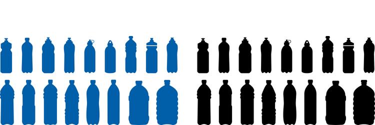 Plastic bottle black or blue icon set flat style Vector Image