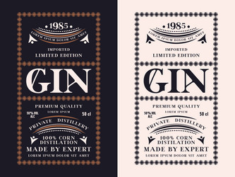 Set of template decorative label for gin Vector Image