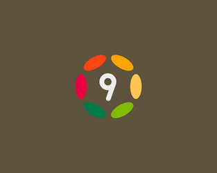 9 logo number nine logo with pulse music player Vector Image