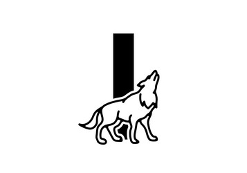 Dark blue color of a initial letter with wolf Vector Image