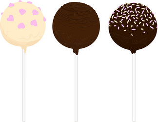 Realistic cake pops chocolate lollipop candies Vector Image