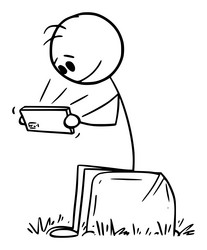 Phone Stickman Smartphone Vector Images (91)