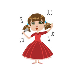 Cute smiling girl singing and dancing adorable Vector Image