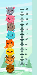 Kids height chart wall metter with funny cartoon Vector Image