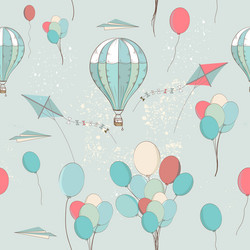 Cute pattern with air balloons and hearts Vector Image