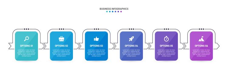 Horizontal progress bar featuring 6 arrow-shaped Vector Image