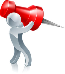 Push pin man Royalty Free Vector Image - VectorStock