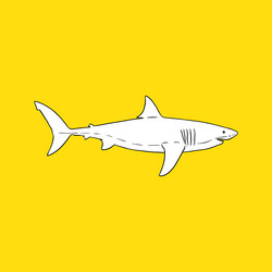 Great white shark side view silhouette Royalty Free Vector