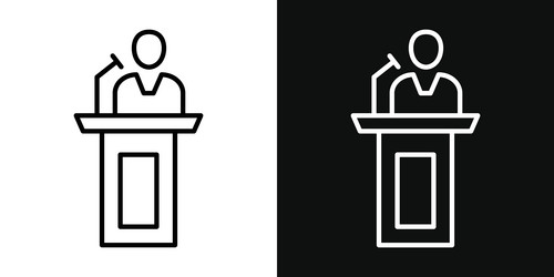 Public speaker icon set lecture oratory podium Vector Image