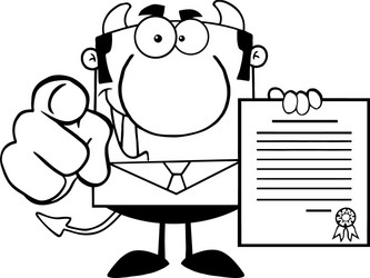 Devil bank man cartoon Royalty Free Vector Image