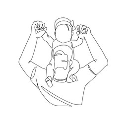 Mommy little kid line drawing abstract family Vector Image