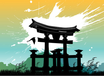 Traditional Japanese Temple Background Royalty Free Vector