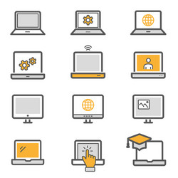 Computer equipment icon set Royalty Free Vector Image