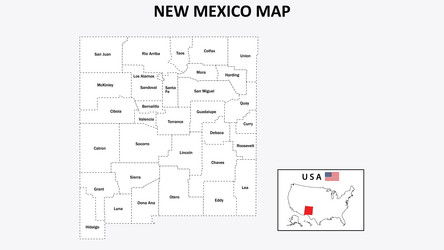 New mexico map state and district map of Vector Image