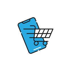 Shopping cart with mobile phone icon design Vector Image