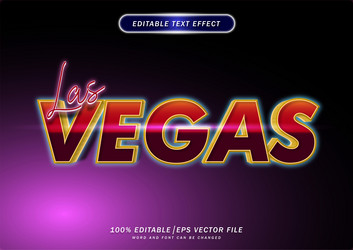 3d luxury las vegas text effect neon font style Vector Image