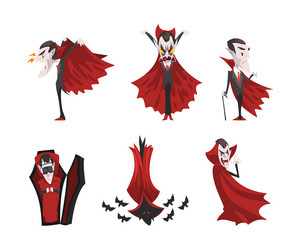 Count dracula as scary vampire character wearing Vector Image