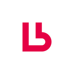 Letter lb simple curves red logo Royalty Free Vector Image