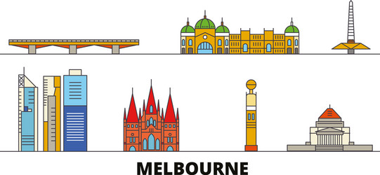 Australia outline skyline australian flat thin Vector Image
