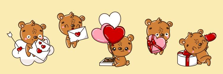 Collection of cartoon bear art set Royalty Free Vector Image