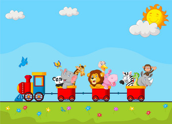 Animal train cartoon Royalty Free Vector Image
