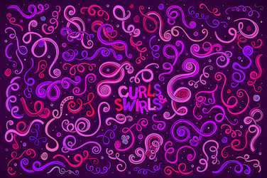 Hand drawn doodle cartoon set of curls Royalty Free Vector
