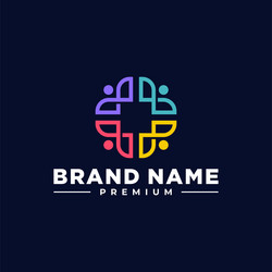 People health care logo line Royalty Free Vector Image